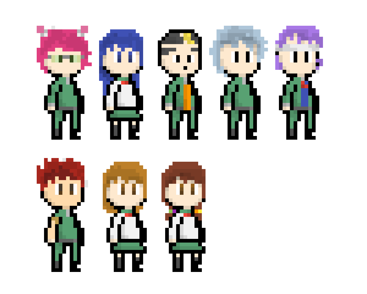 Pixilart - Saiki k S1 characters by VeryCraftyBoss
