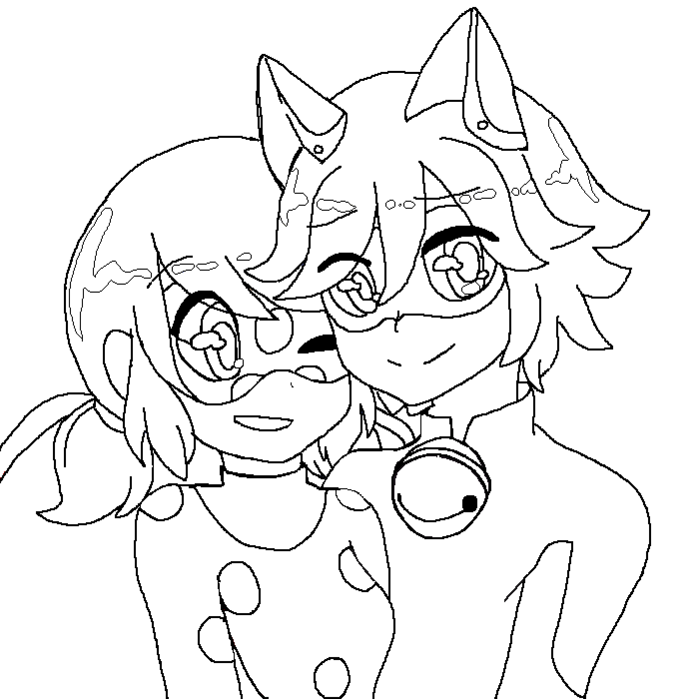 Pixilart - Ladybug and Cat Noir Base by KawaiiBunnyUwU