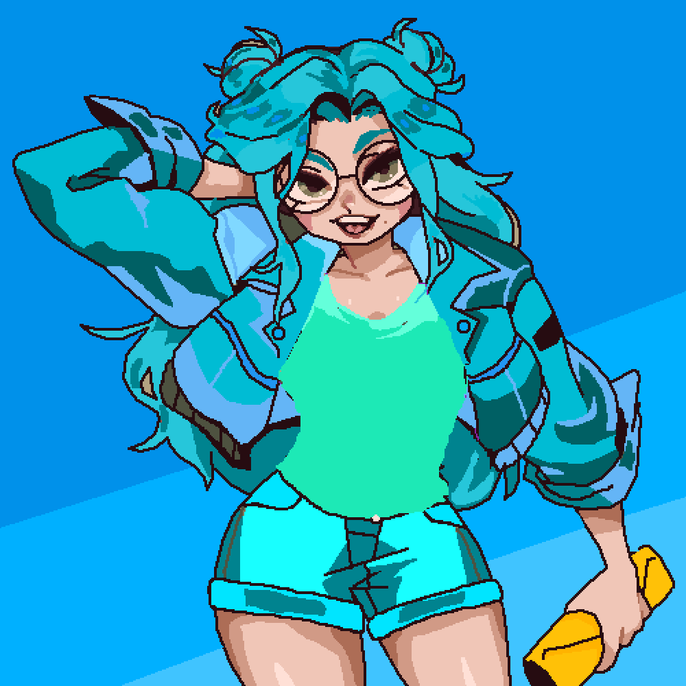 Pixilart - cyan girl by the-fire-god