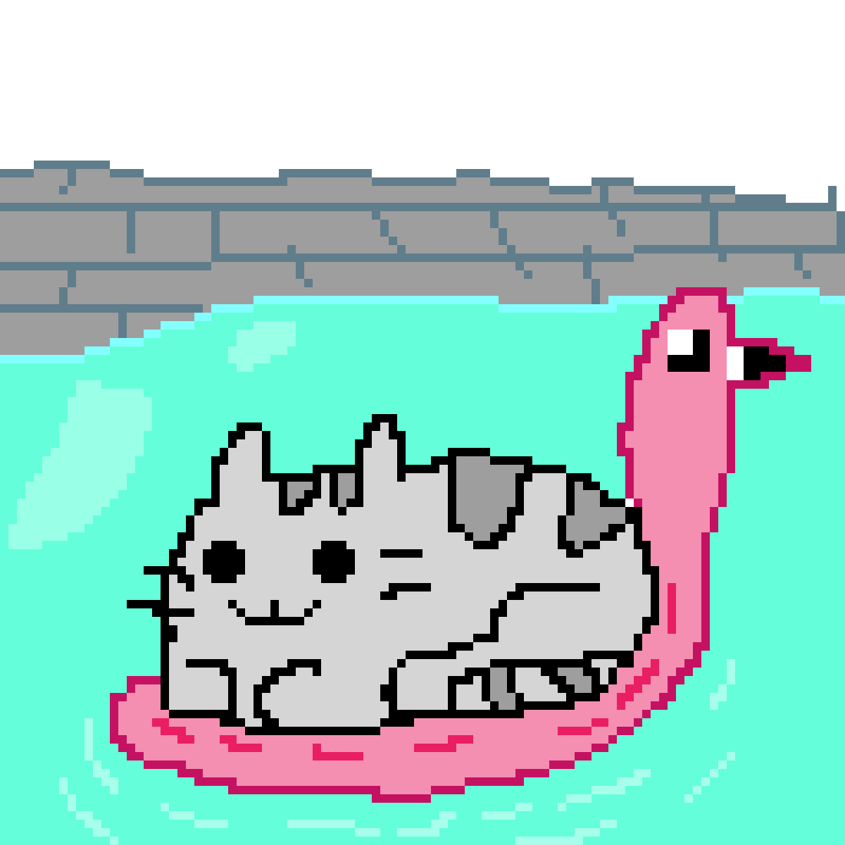 Pixilart - Pusheen on a pool by Geo-wolf