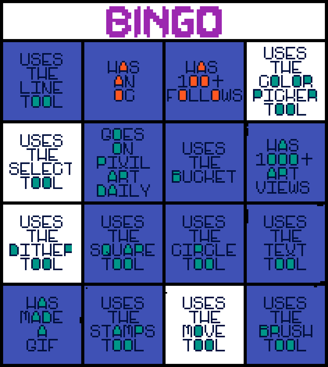 Pixilart - PixilArt Bingo by NotSoBright