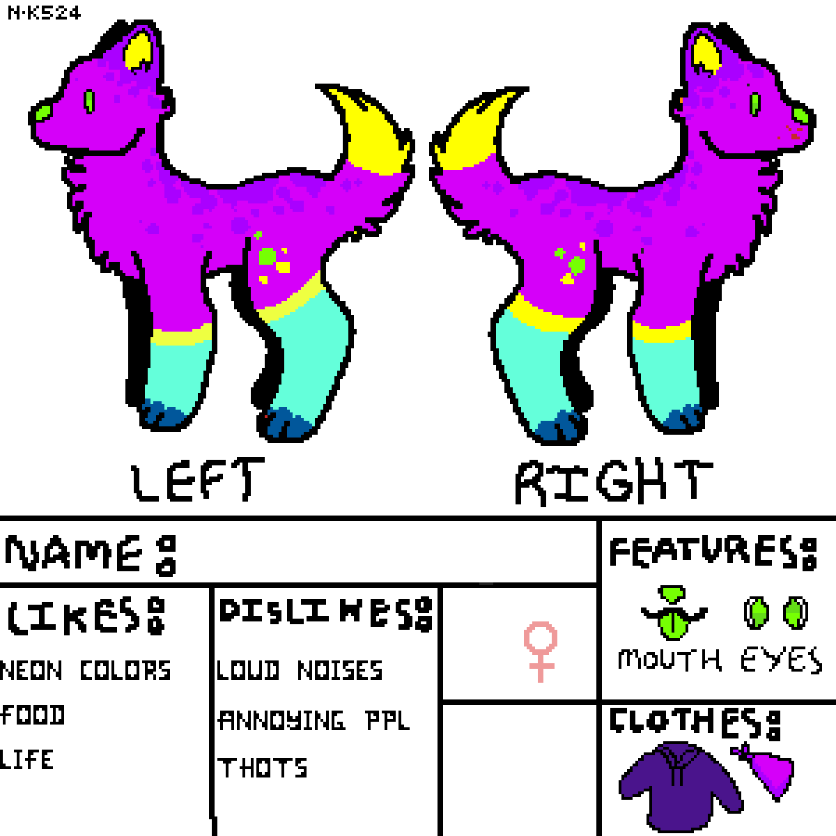 Pixilart - neon (oc) ref sheet by nozzy