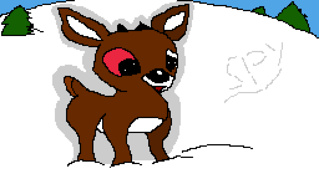 Pixilart - Rudolpho The Pink Eyed Reindeer by Cnado777