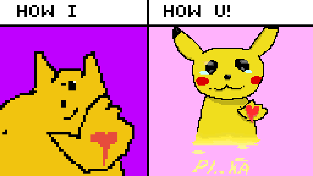Pixilart - Pikachu Hand Heart (Collab) by HeadedHalf
