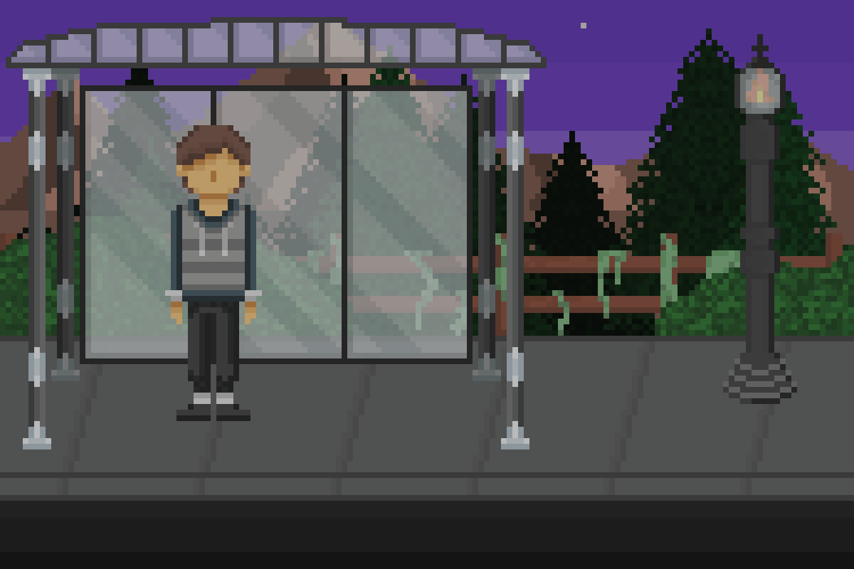 Pixilart - Rainy Bus Stop (WIP) by riku11615