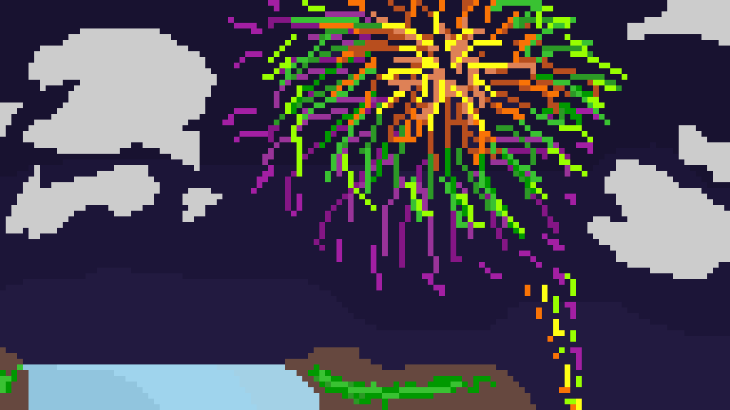 Editing Fireworks over the falls - Free online pixel art drawing tool ...