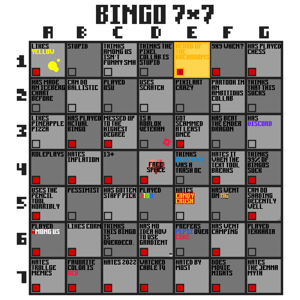 Pixilart - bingo by ThatEnbyTrash