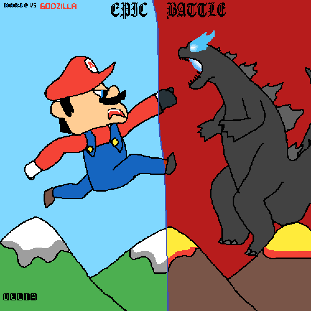 Pixilart - Mario vs. Godzilla by XenoZombie725