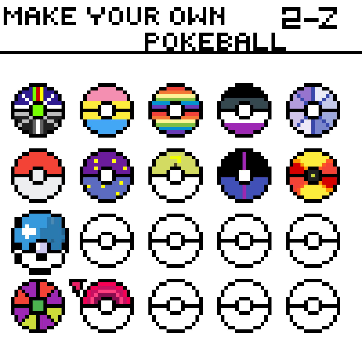 8 Bit Pokeball Grid