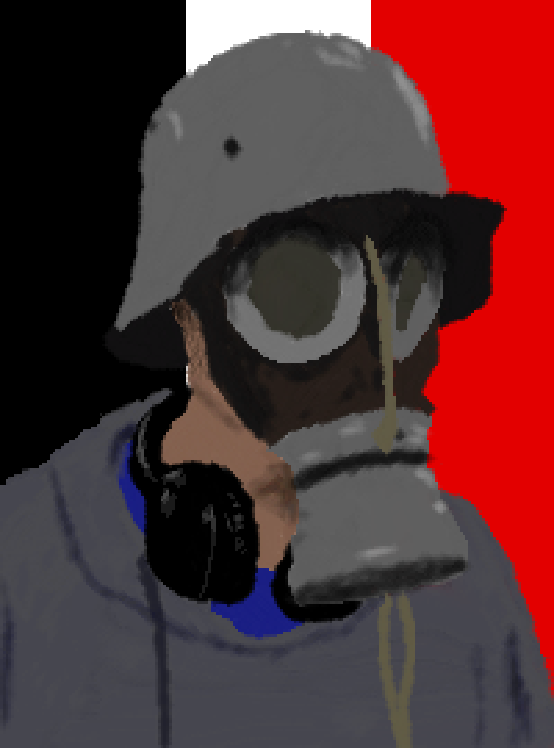 Pixilart - Self Portrait - German mask and helmet by lunageek520