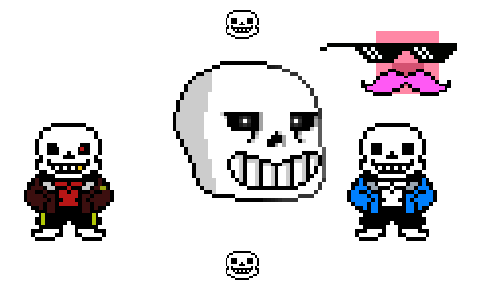 Pixilart - Sans and swag pig with mustache by SplendidPyro24