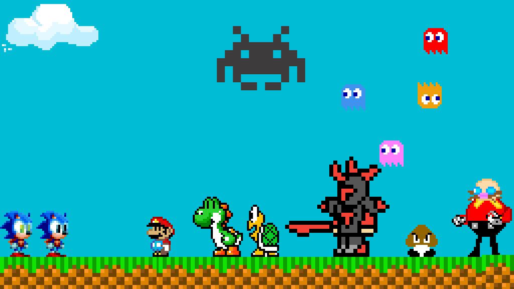 Pixilart - sonic and gen 1 sonic vs eggman army by diamond-101