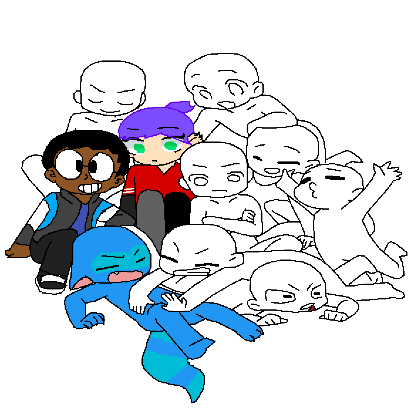 Pixilart - People Pile by Teal-Raccoon