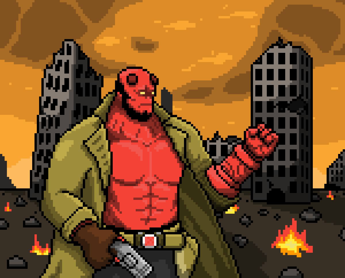Editing Hellboy - Free online pixel art drawing tool - Pixilart