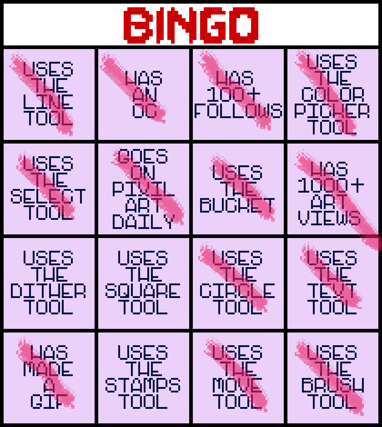 Editing Bingo - Free online pixel art drawing tool - Pixilart