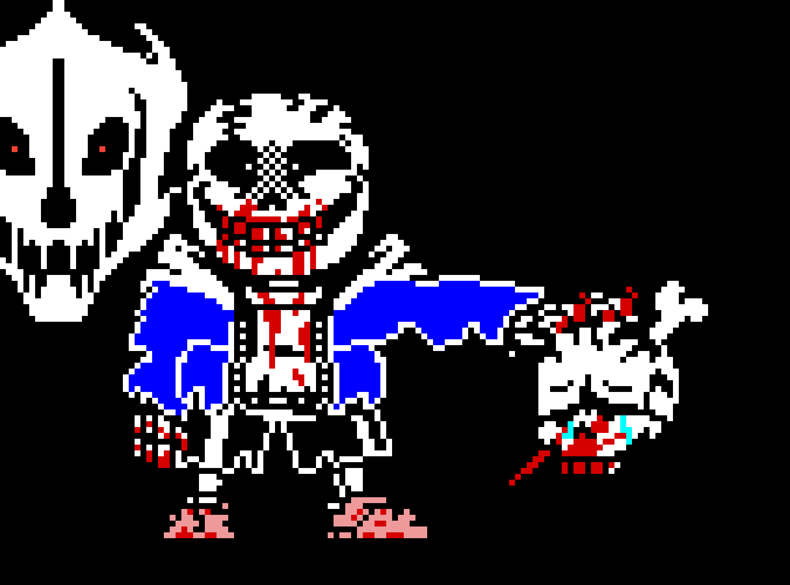 Pixilart - insanity sans and papyrus by Bluecreeper9632