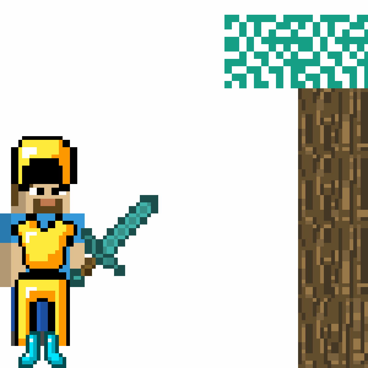 Minecraft Papercraft Steve With Armor And Sword