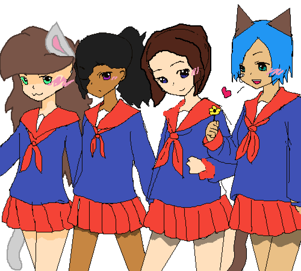 Pixilart - School Girls COLLAB~ DONE by FlamingoesrHawt