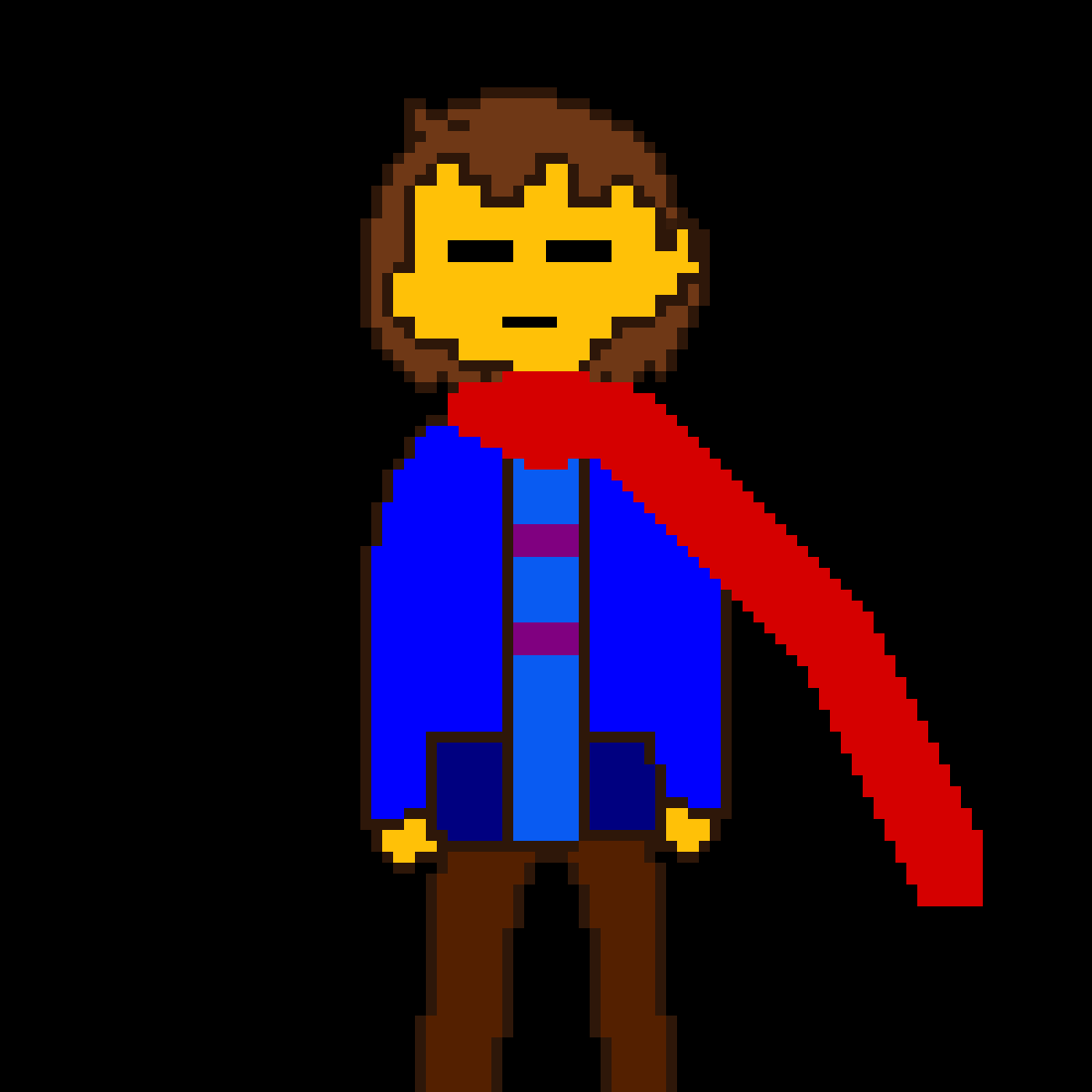 Pixilart - Frisk(With Papy's Scarf And Sans's Jacket) by LocalRandomness