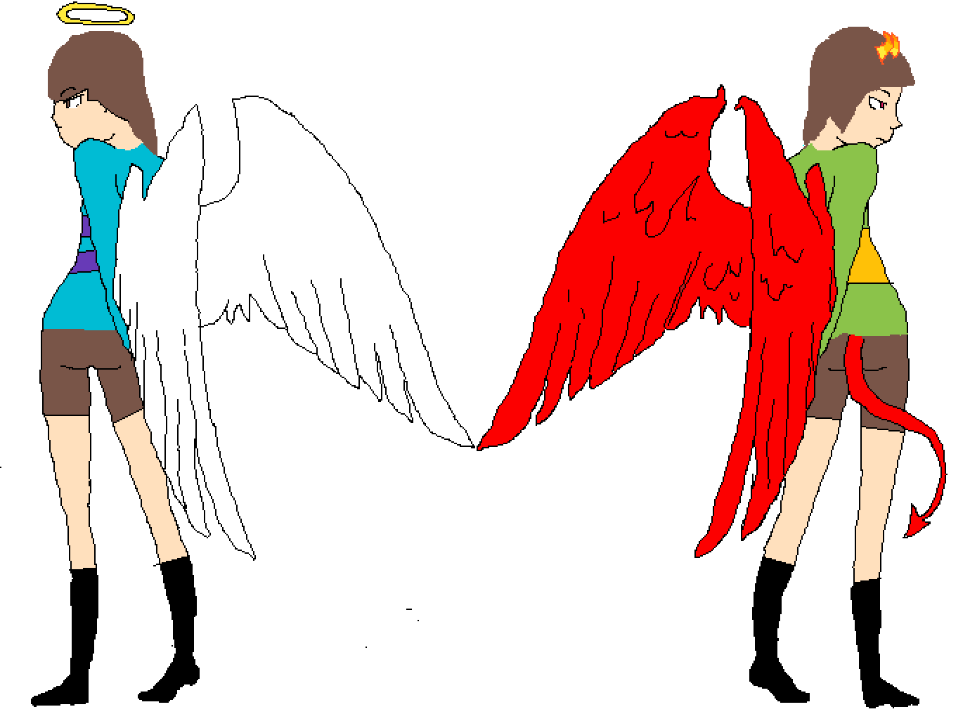 Pixilart - chara and frisk angel and devil by ashfrumpallet