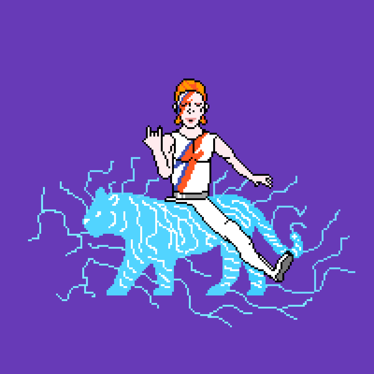Editing David Bowie riding a tiger made of lightning - Free online ...