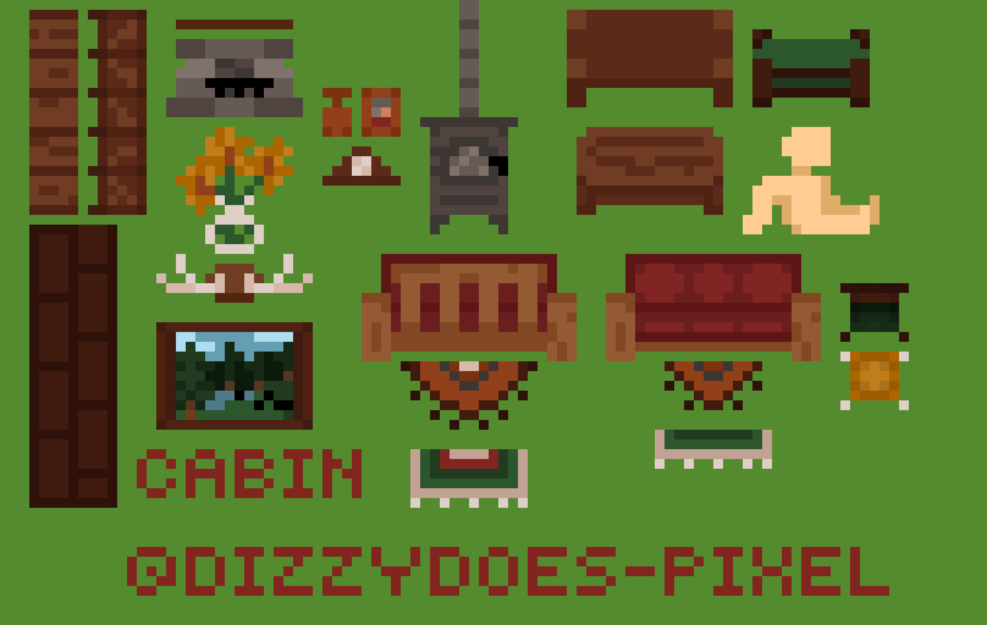 Pixilart - cabin sprite pack by dizzydoes-pixel