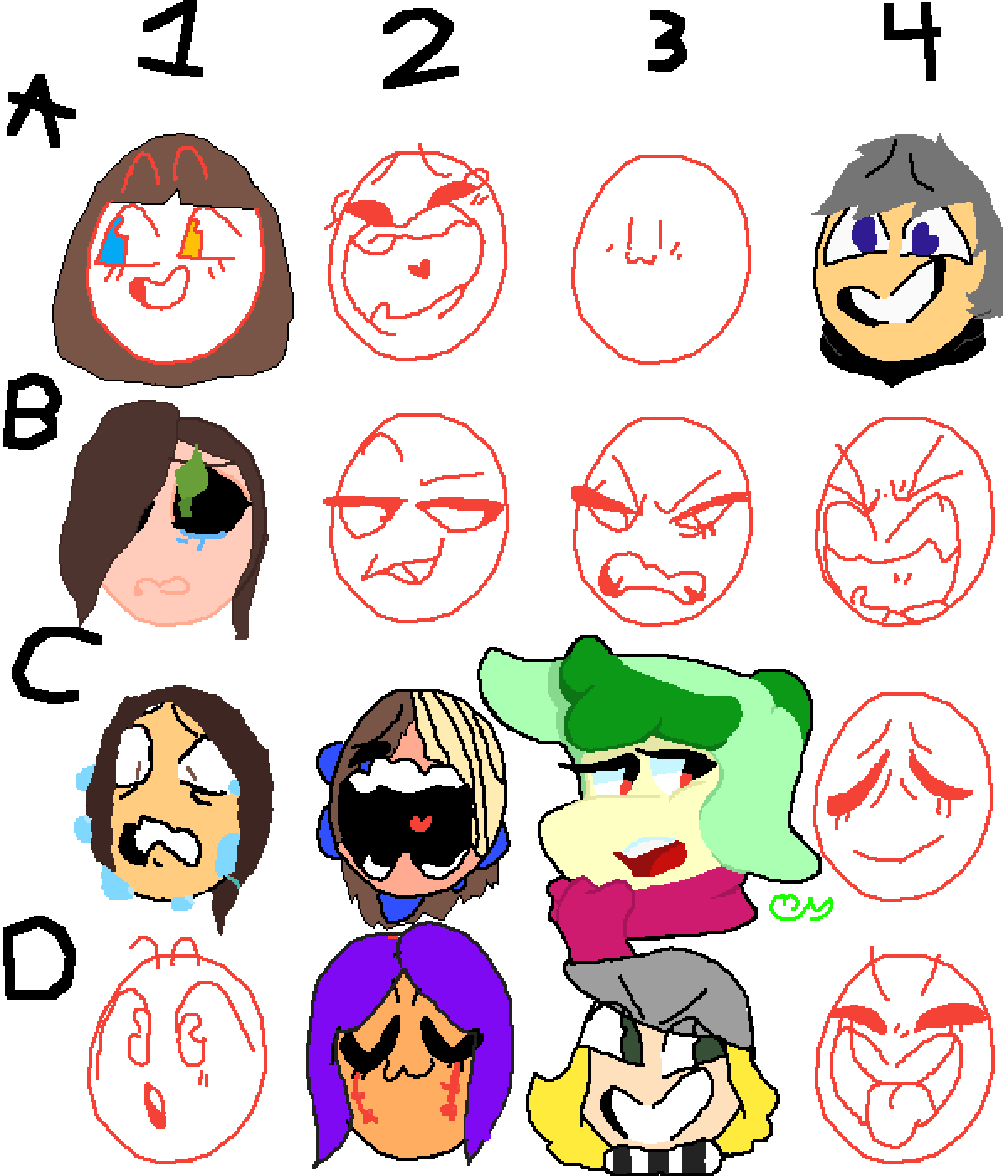Editing Expressions collab - Free online pixel art drawing tool - Pixilart