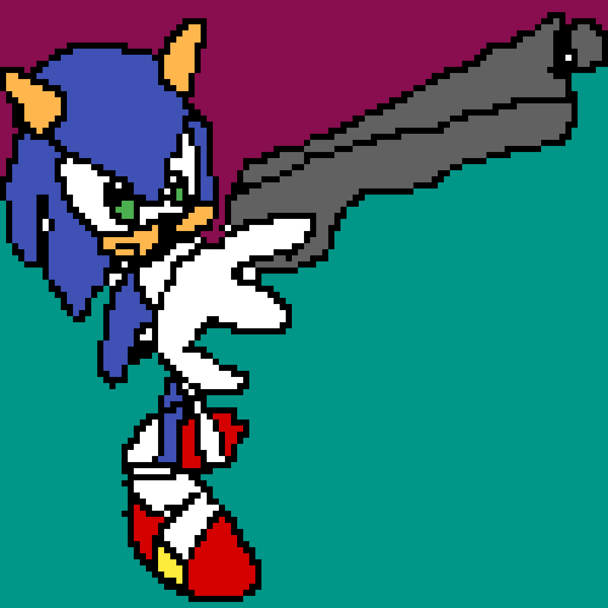 Pixilart - sonic with a gun by yanoob