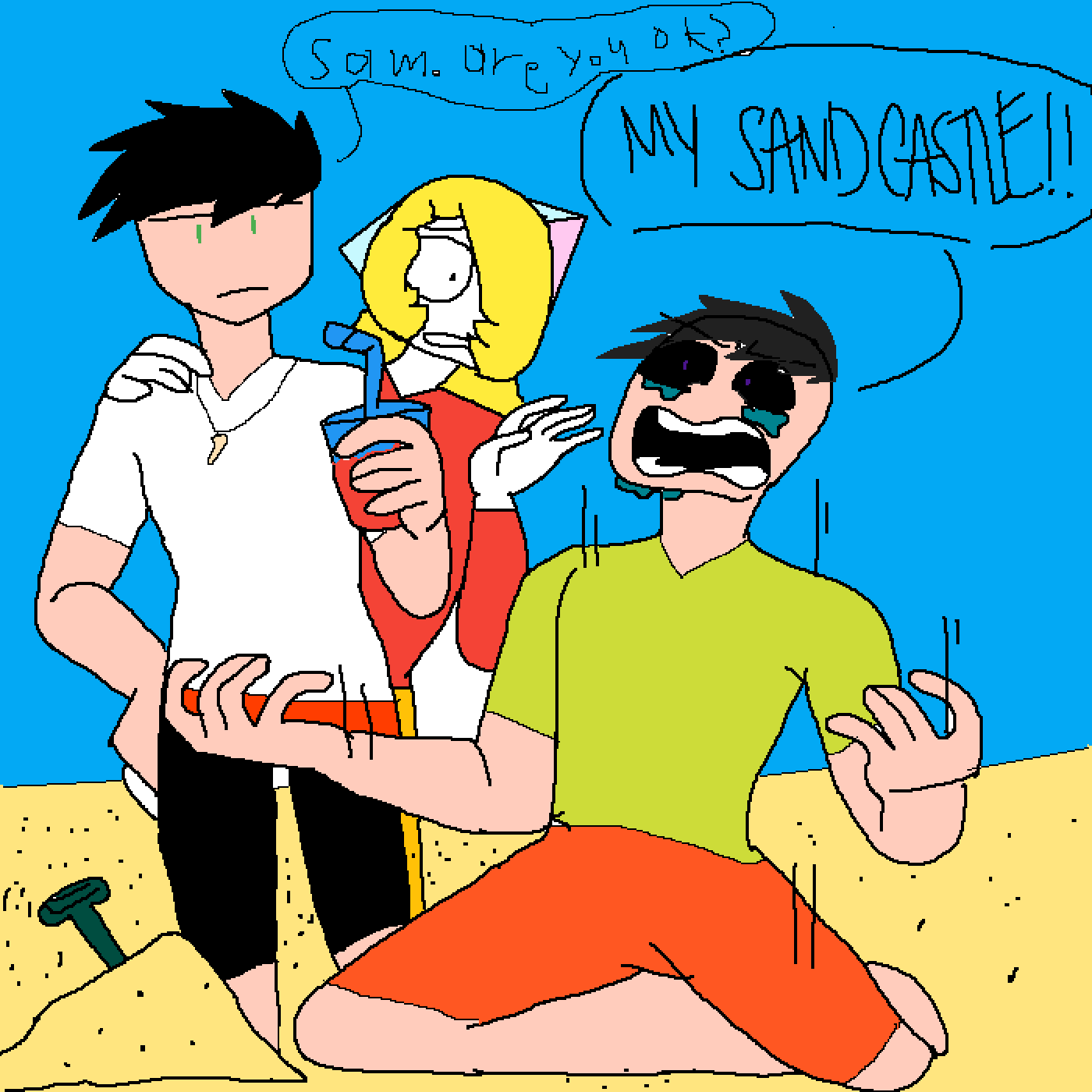 Pixilart - sam the water messed up your sandcastle.. by X-albertry