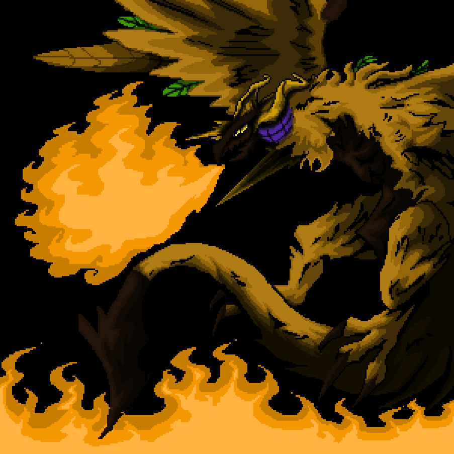 Pixilart - Jungle Dragon Yharon by brocollii-boi