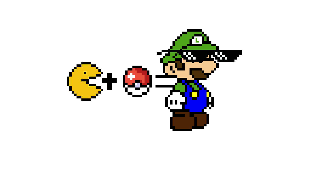Pixilart - PAC-MAN+Pokeball=MLG lUIGI by AaronTheBoss