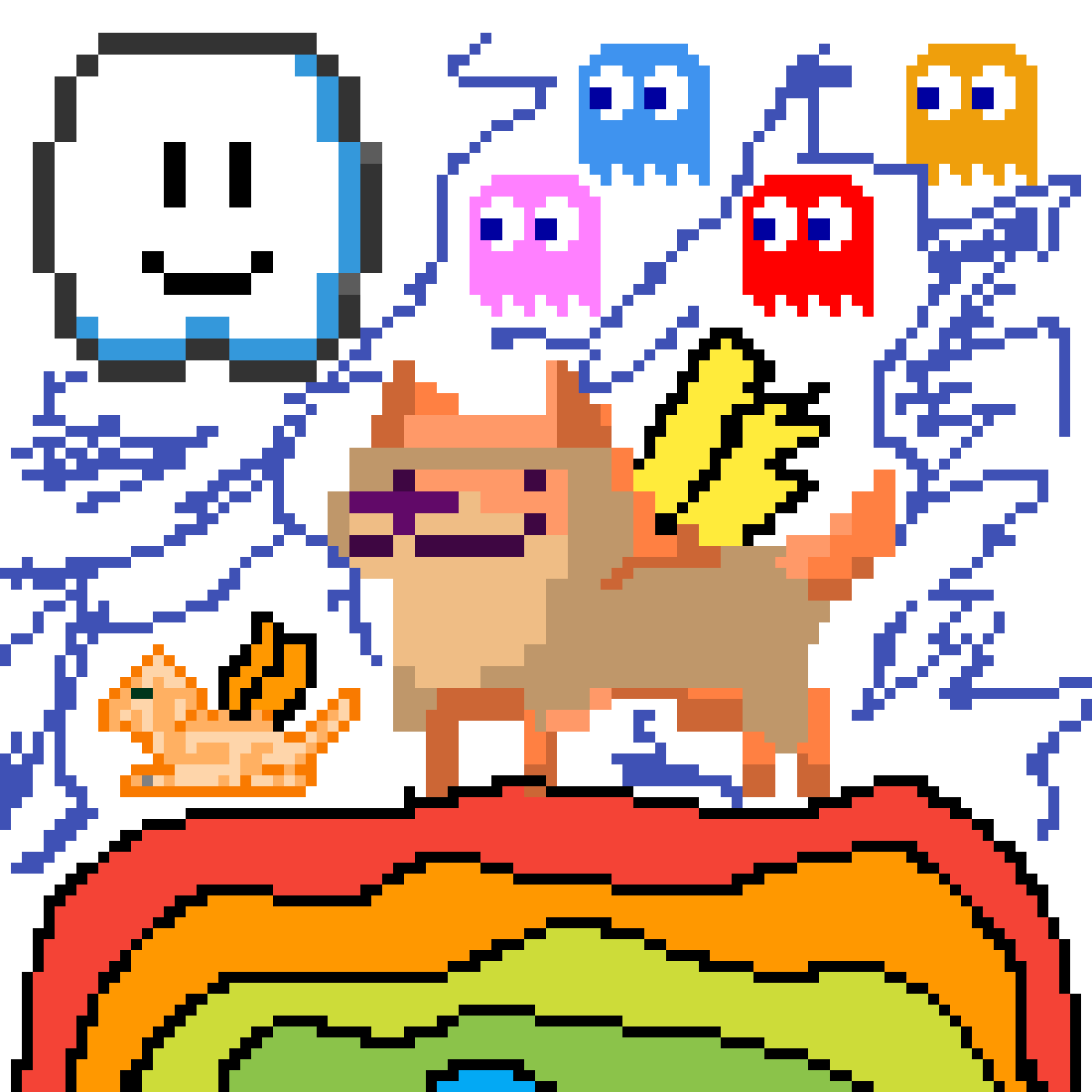 Editing flying dog and cat - Free online pixel art drawing tool - Pixilart