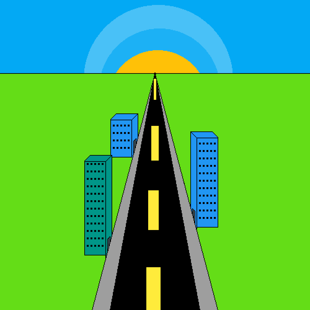 Pixilart - super simple road, sun and grass by Nonexistent