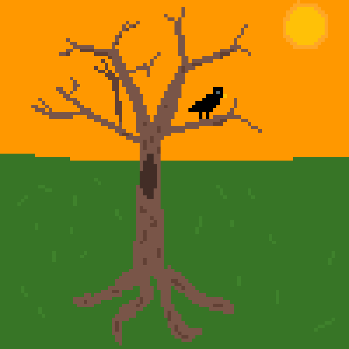 Pixilart - Crow in a dead tree by Lshade599