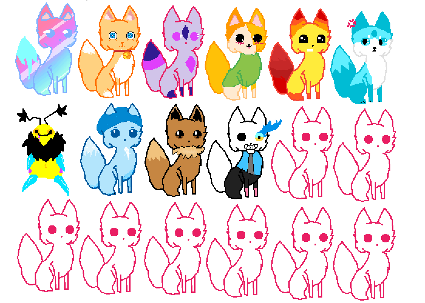 Editing Sans And Eevee - Free online pixel art drawing tool - Pixilart