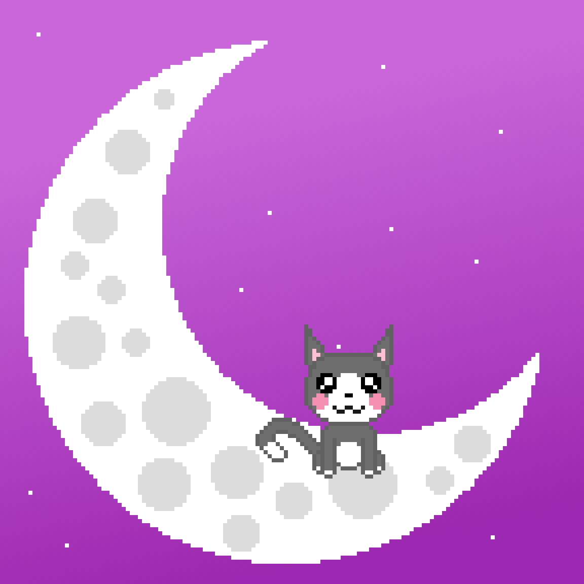 Pixilart - Cat in the Moon by Crystal-Pixel