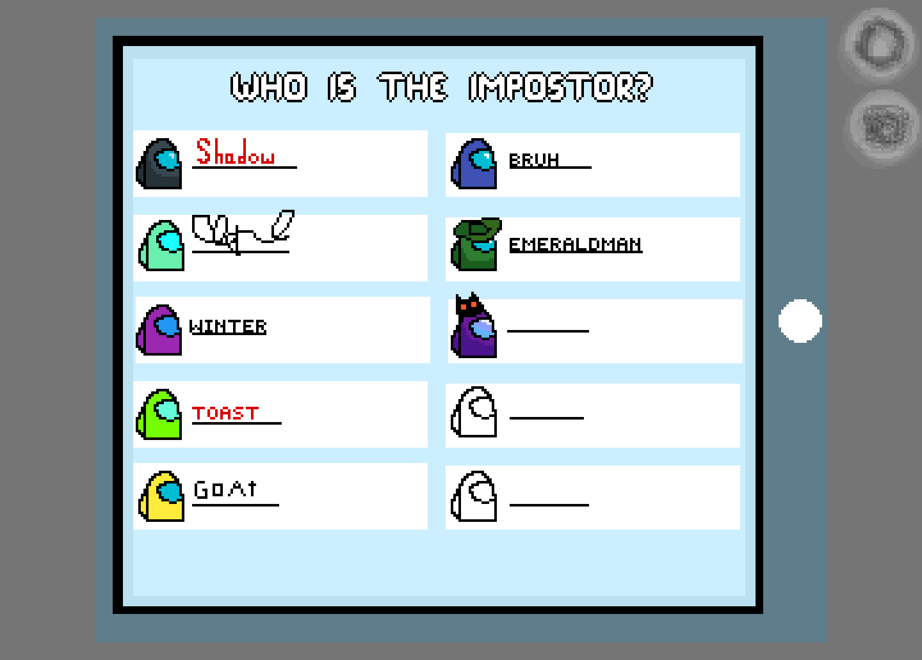 Editing Among us voting scene - Free online pixel art drawing tool ...