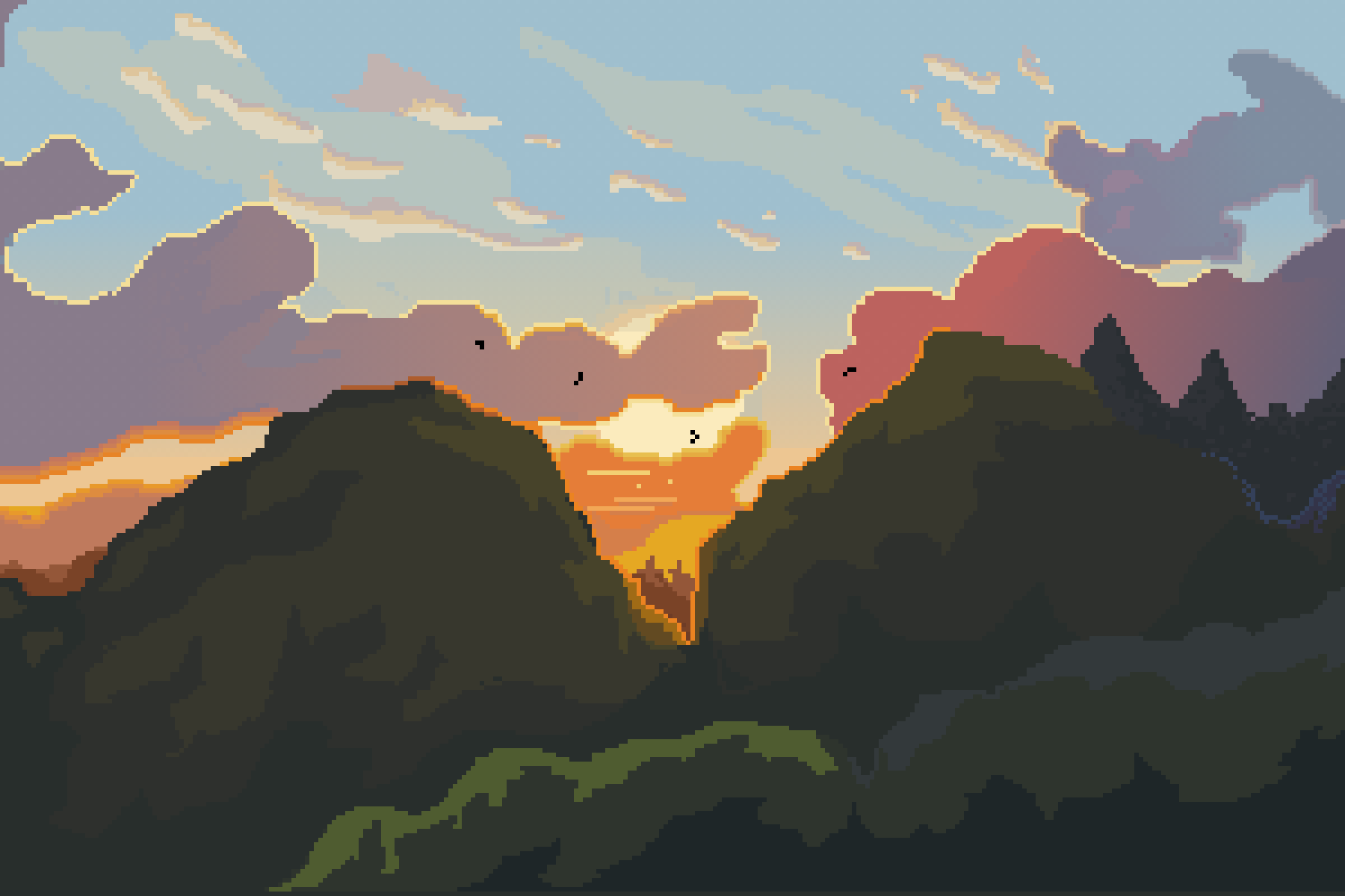 Pixilart - sunrise mountains by drawzer