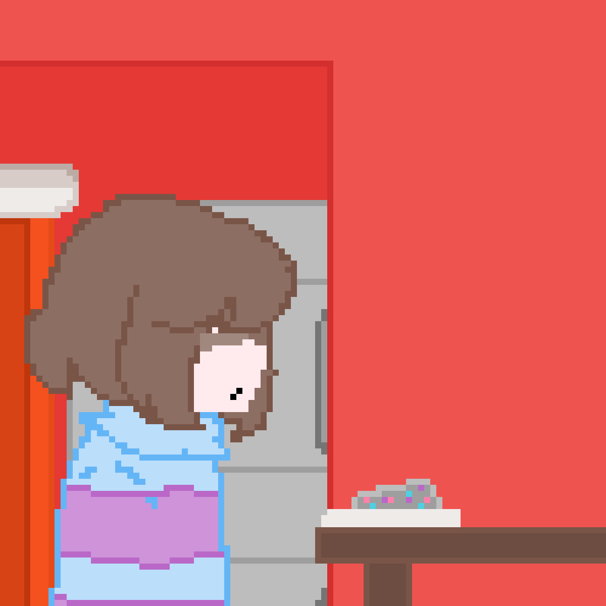 Pixilart - Frisk and the pet rock by coolbattlegirl