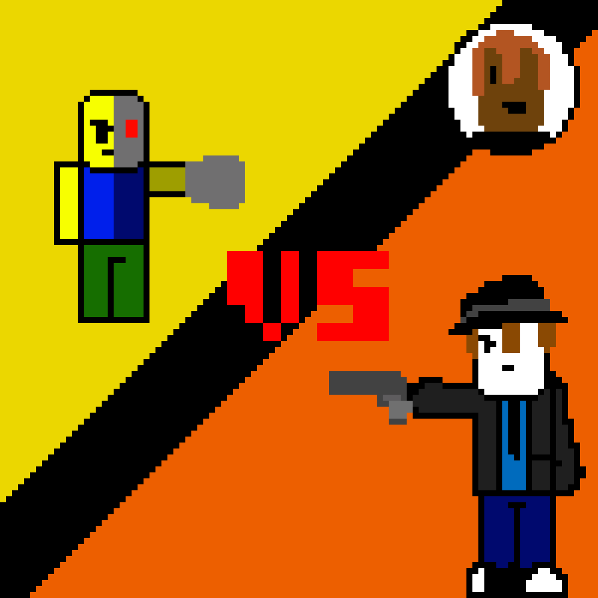 Pixilart - robot noob vs mafia bacon by Jpiley1