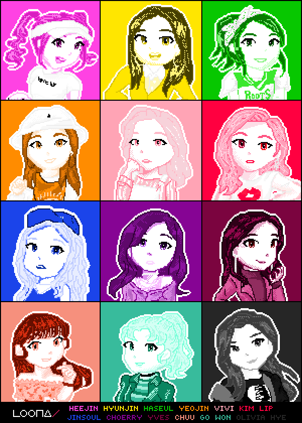 Pixilart - LOONA Fanart 8bit by Moo-Man