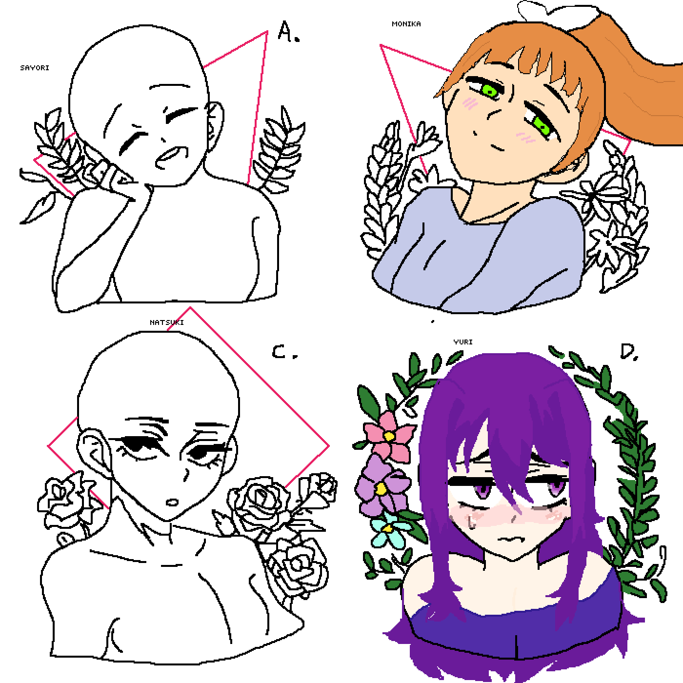 Editing yuri DDLC ONLY - Free online pixel art drawing tool - Pixilart