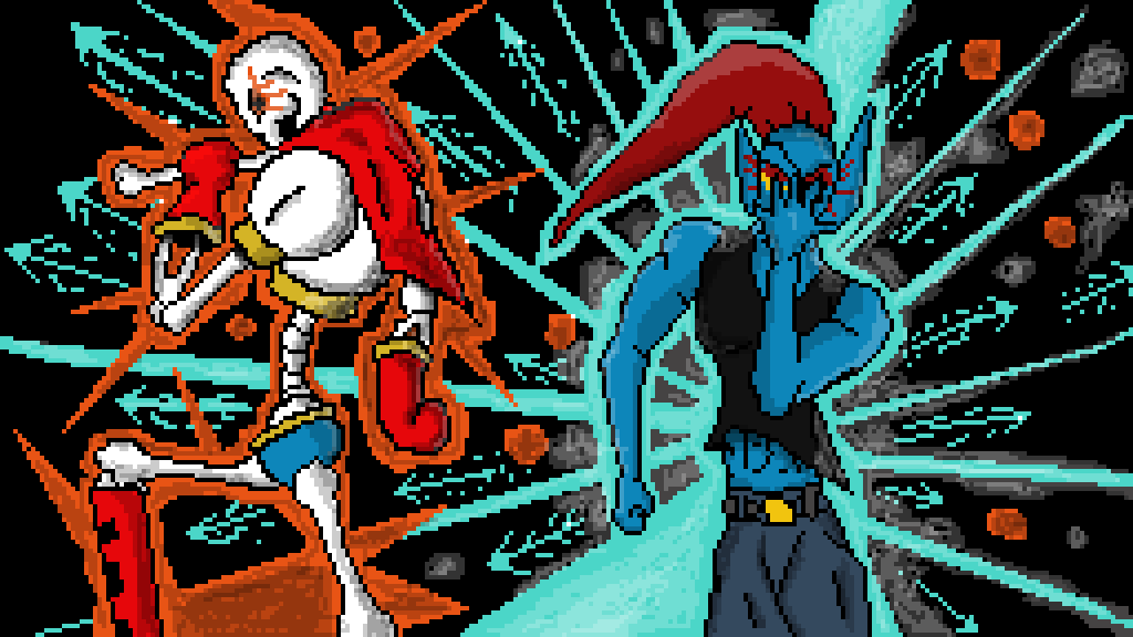 Pixilart - Undyne and Papyrus by Mussquito