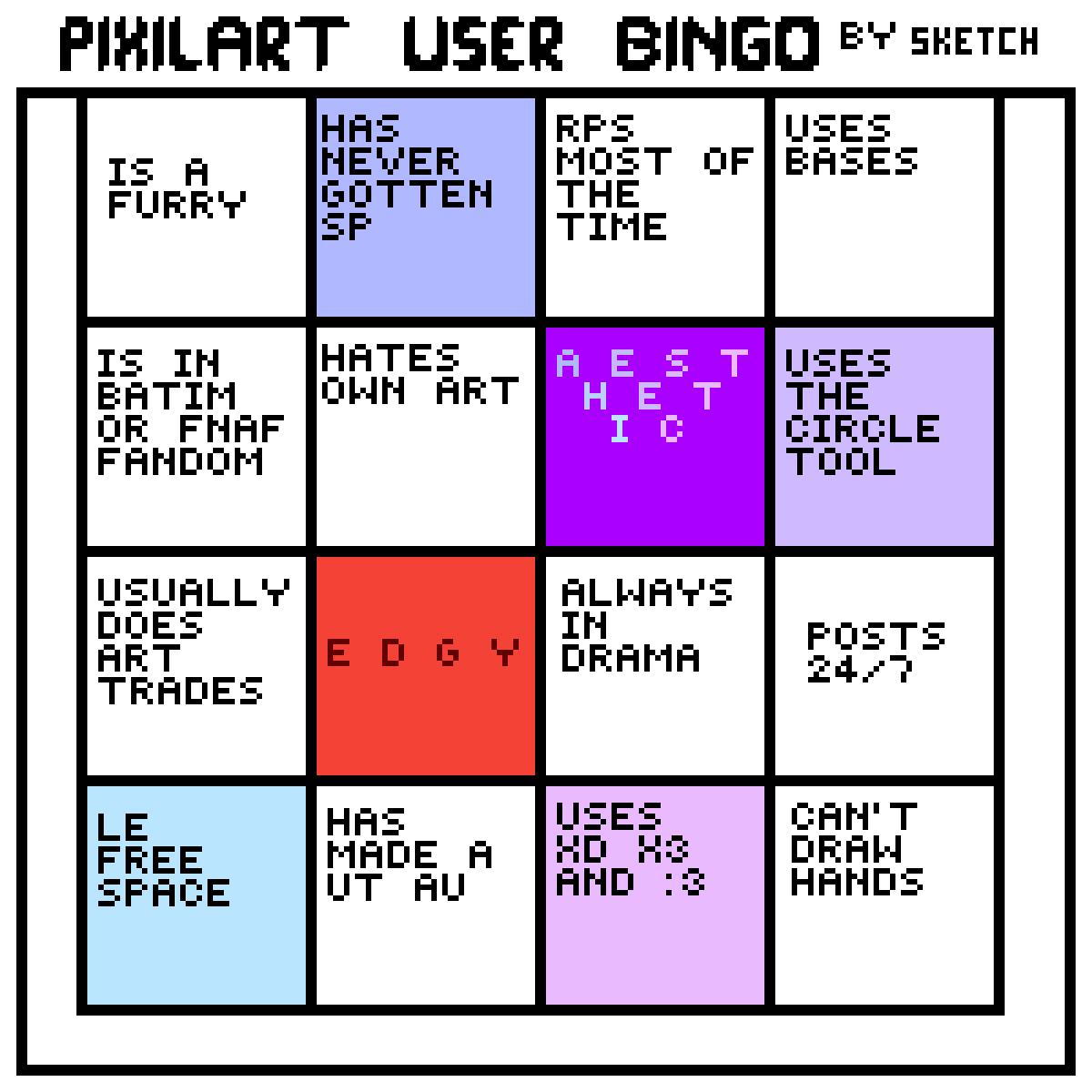 Editing Pixilrt Bingo Anyone? - Free online pixel art drawing tool ...