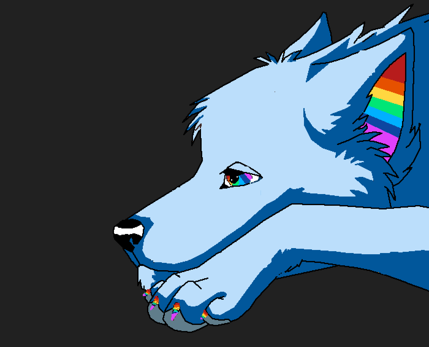 Rainbow Anime Wolf Girl