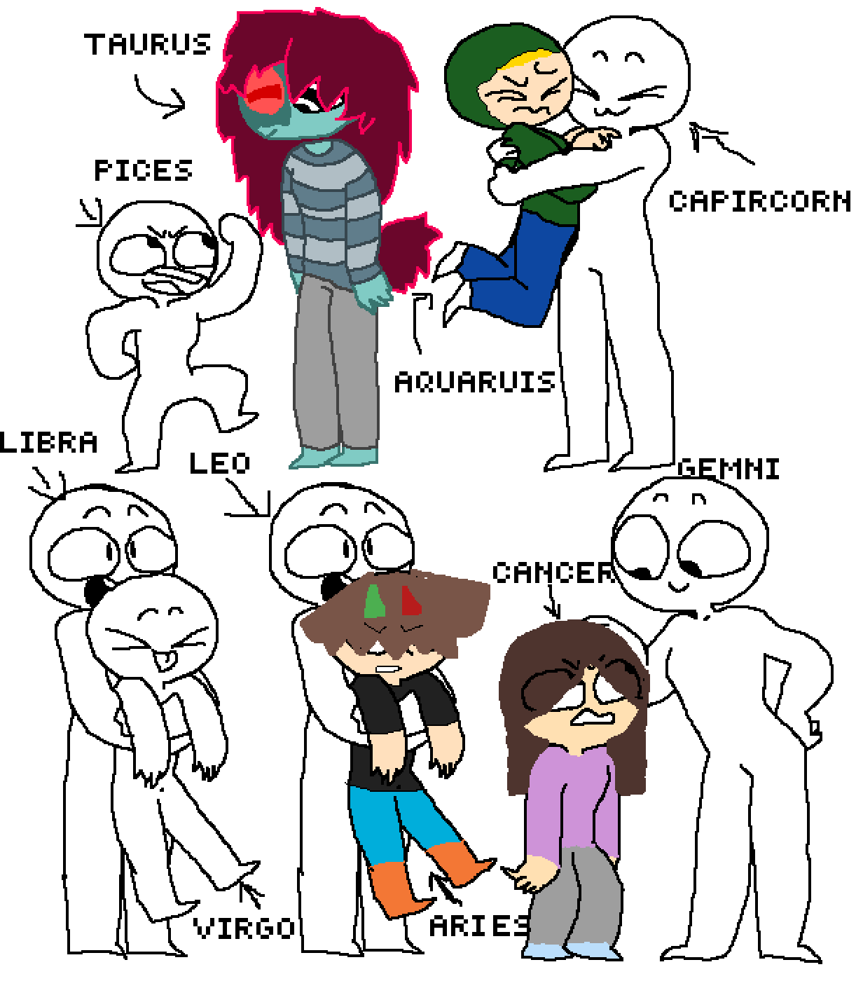 Pixilart - zodiac bases oc by FrillTheLizard