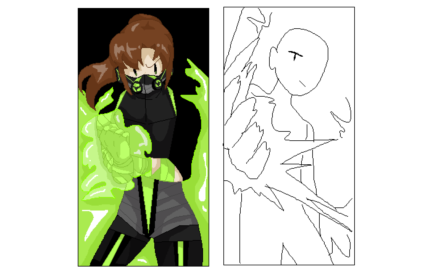 Pixilart - OC in battle outfit by DottoresWife