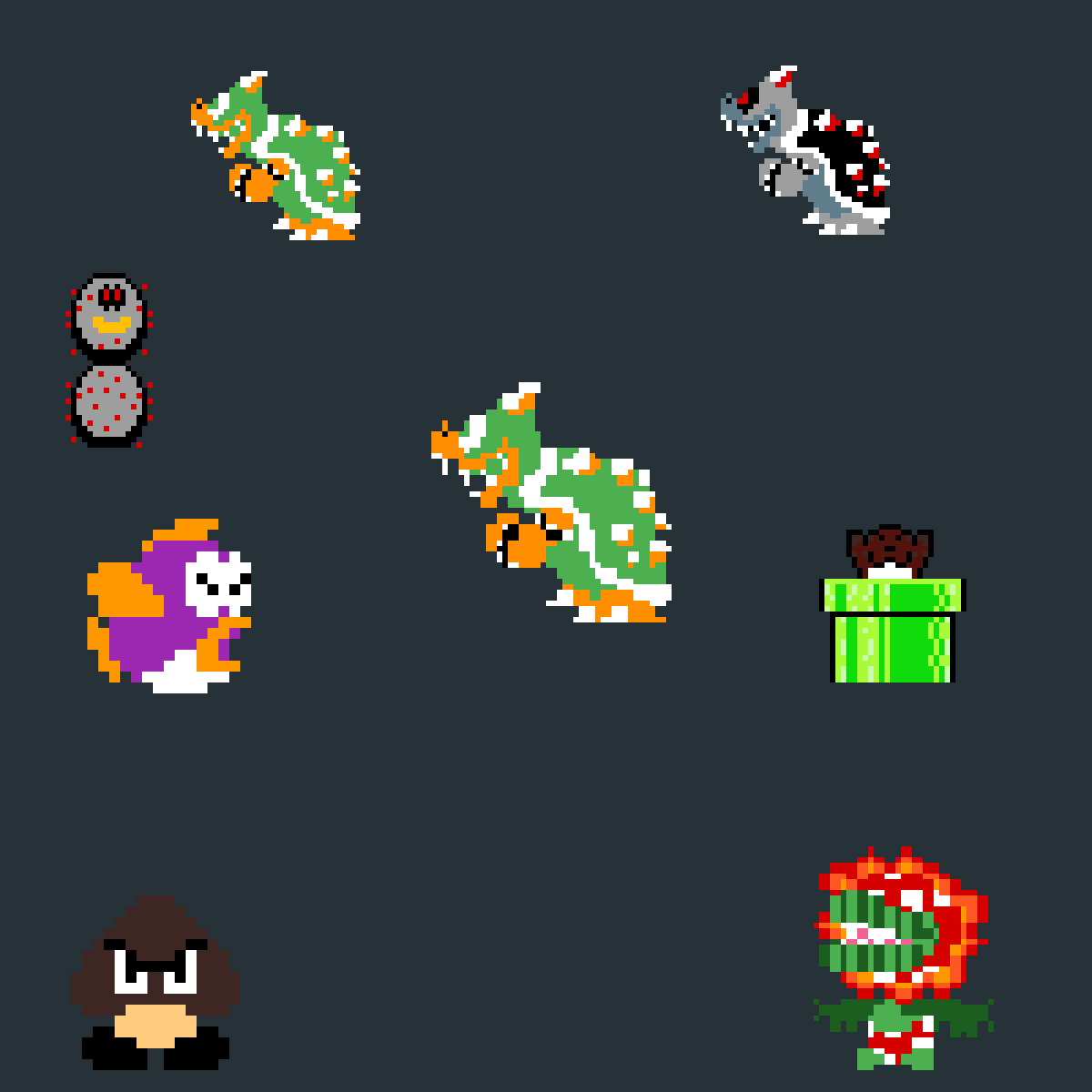 Pixilart - NSMB Bosses by ColinthePurpBro
