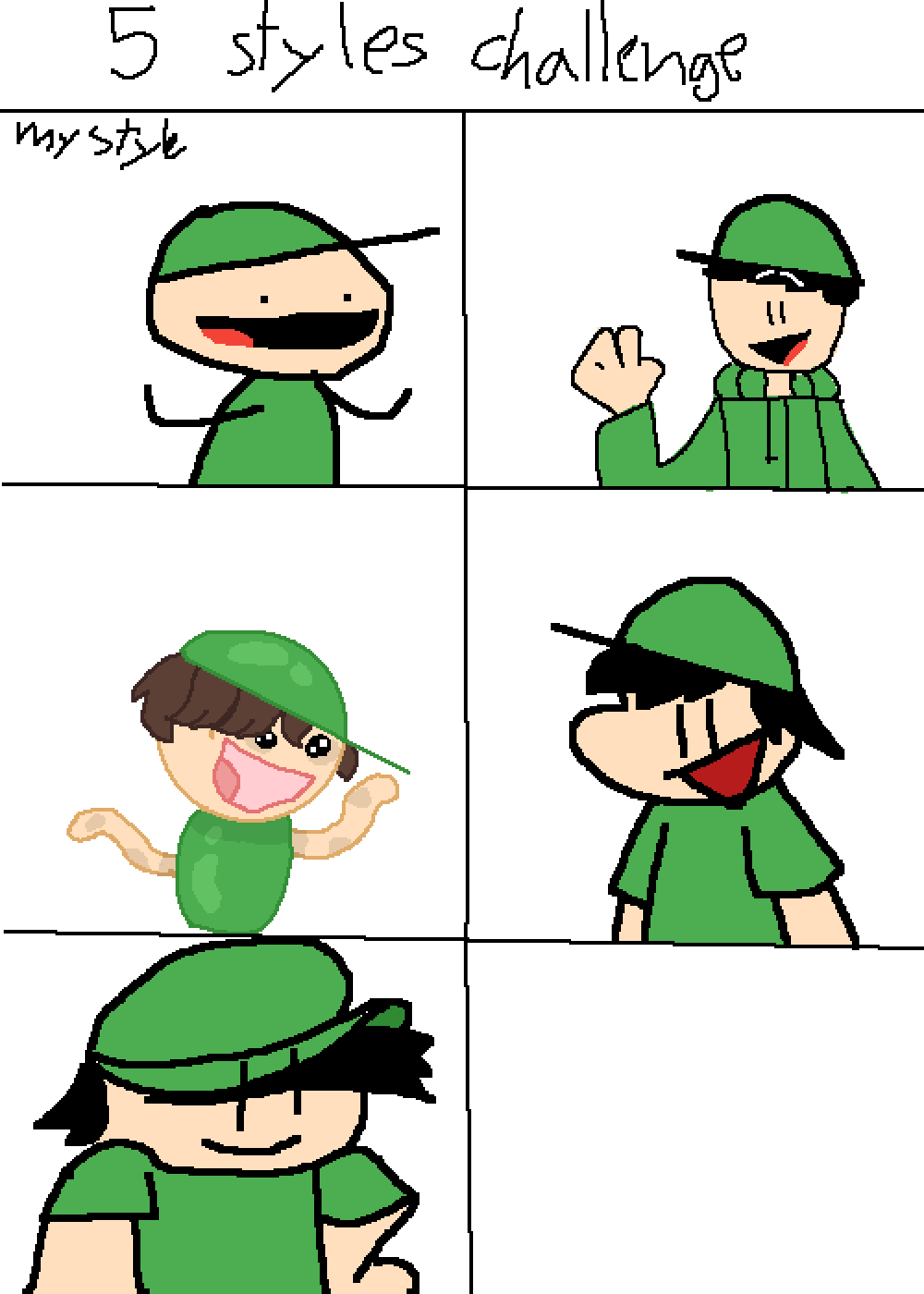 Pixilart - 5 STYLES CHALLENGE by ColinthePurpBro