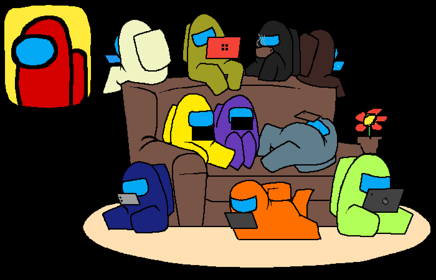 Pixilart - among us starting screen by Miners